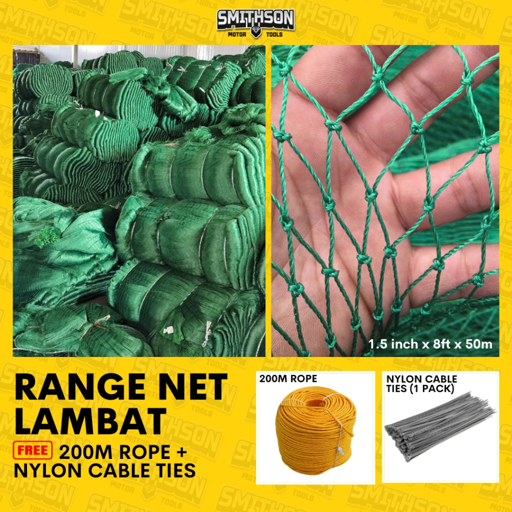 Smithson Range Net 1.5in x 8ft x 50m FREE 200m Rope & Cable Tie Chicken ...