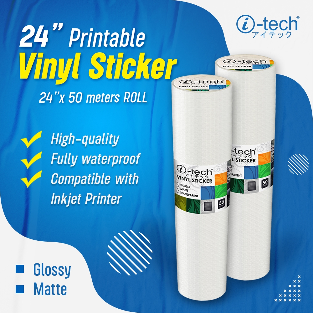 i-tech Vinyl Sticker Waterproof Printable Roll for Eco Solvent ink 24 ...