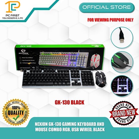 NEXION GK-130 GAMING KEYBOARD AND MOUSE COMBO RGB, USB WIRED, BLACK ...