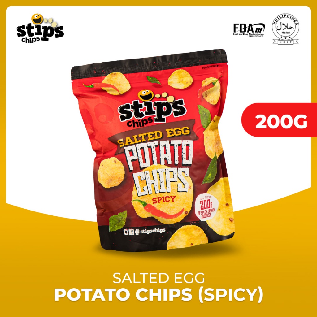 Stip's Chips Salted Egg Potato Chips Spicy 200g | Shopee Malaysia