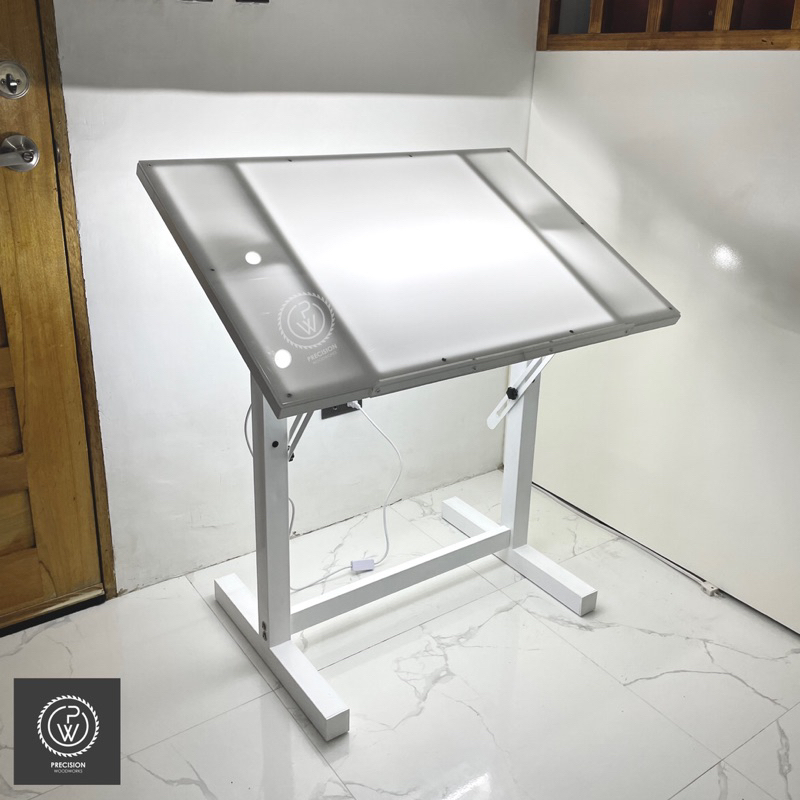 | SPACE-SAVING WHITE ACRYLIC DRAFTING TABLE | METAL | FREE LED LIGHT ...