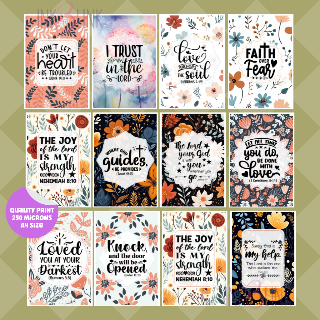 Bible Verse Poster Laminated Wall Art Décor Aesthetic Design (A4 size ...
