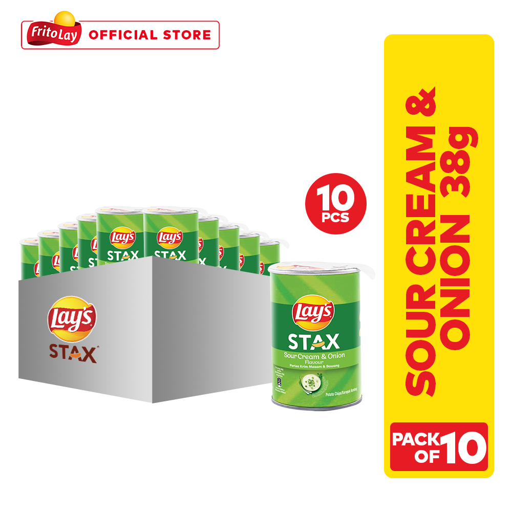 Lay's Stax Sour Cream & Onion Potato Chip 38g- Pack of 10 | Shopee Malaysia