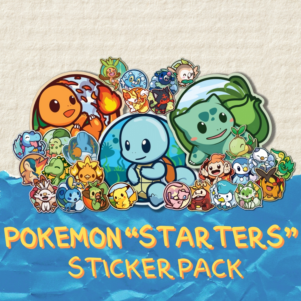 Pokemon All Generation Starters Sticker Pack | Die-Cut Matte Laminated ...