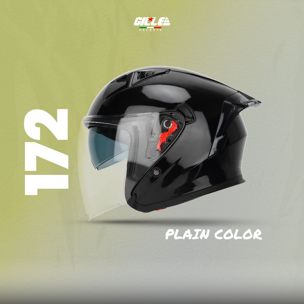 Gille Helmet 172 GVR-V1 PLAIN Motorcycle Half Face Helmet Dual Visor ...