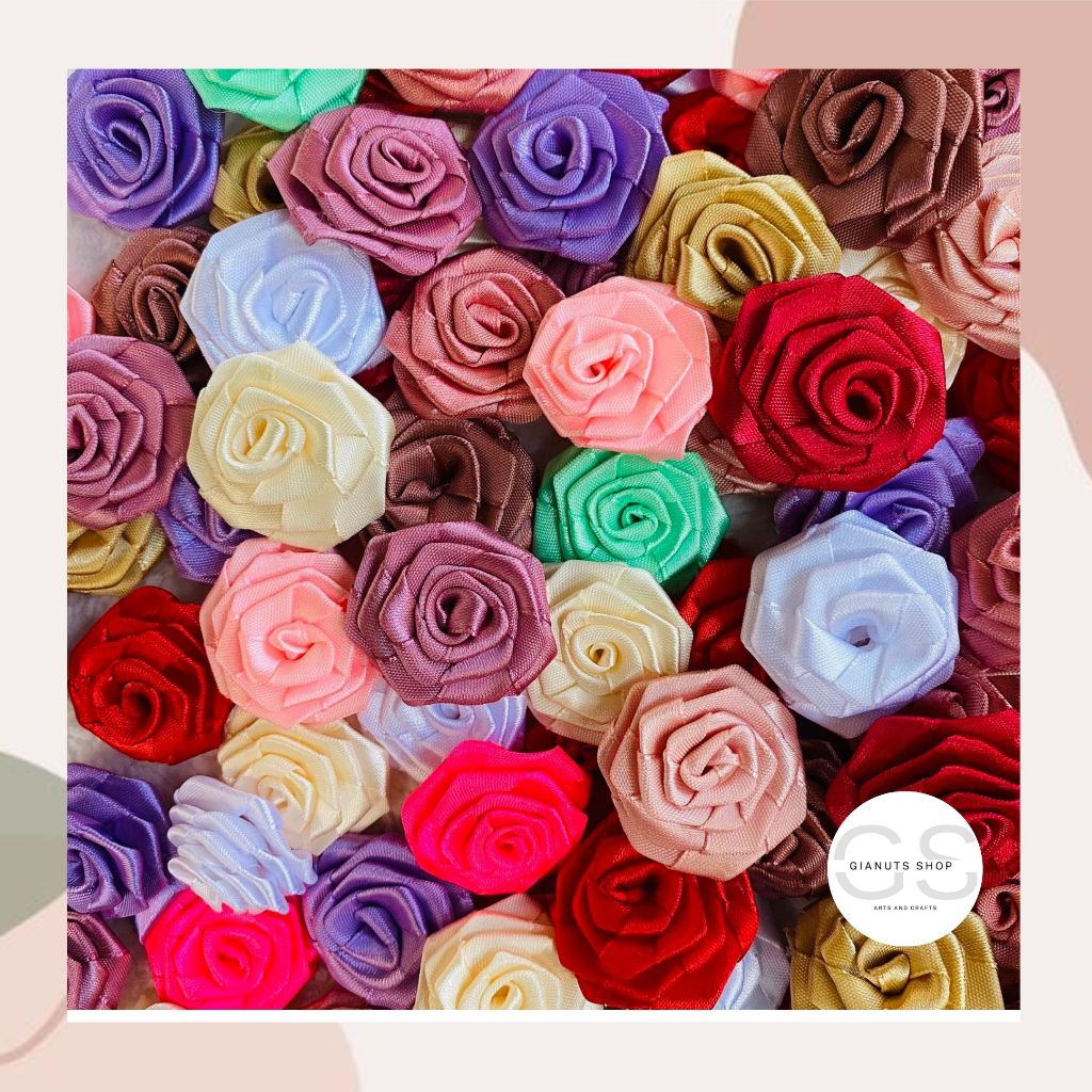 30 Pcs/Pack Rosettes Flowers Satin Ribbon 40mm Satin Roses Bows ...