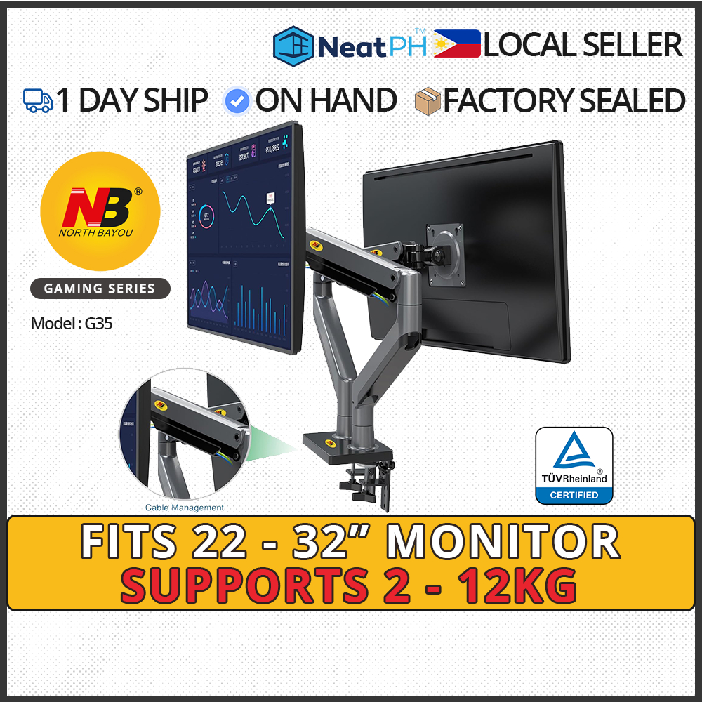 North Bayou NB G35 22-32 inch Full Swivel Dual Gas Strut Arm Monitor ...