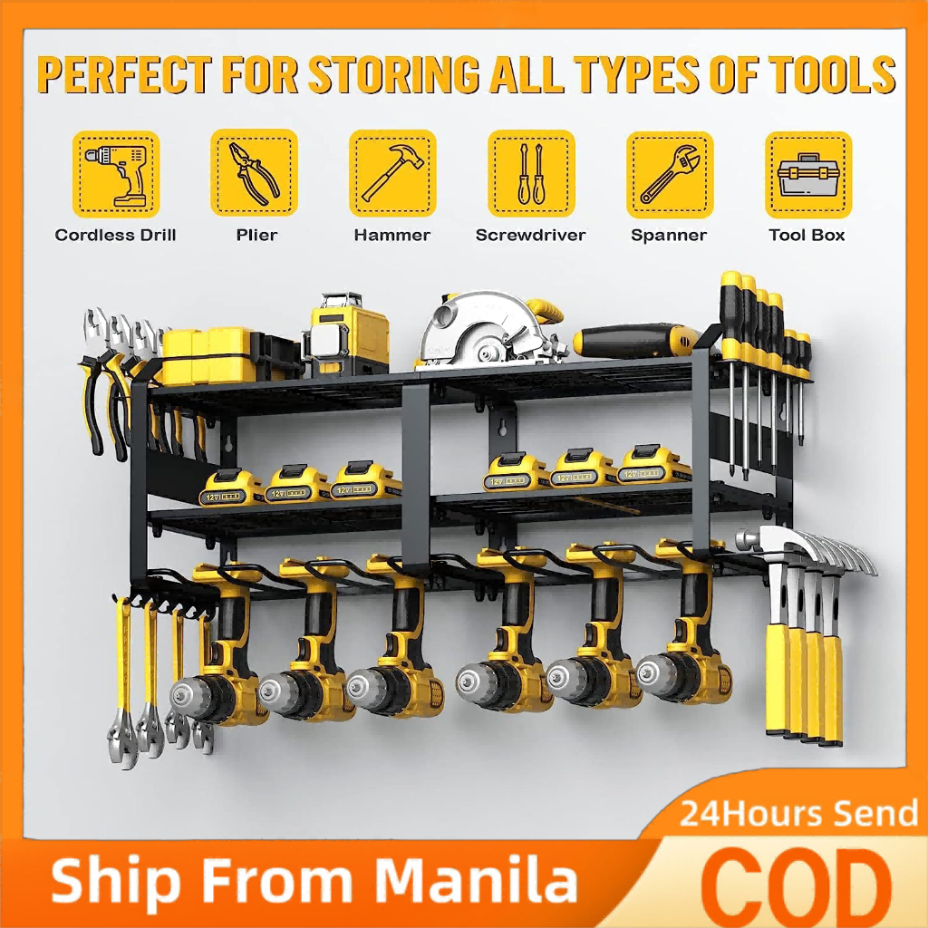 CONE 3 Layer Garage Tool Organizer Wall Mount Heavy Duty Garage Tool ...