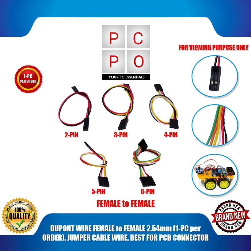 PC PO DUPONT WIRE FEMALE to FEMALE 2.54mm (1-PC per ORDER), JUMPER ...