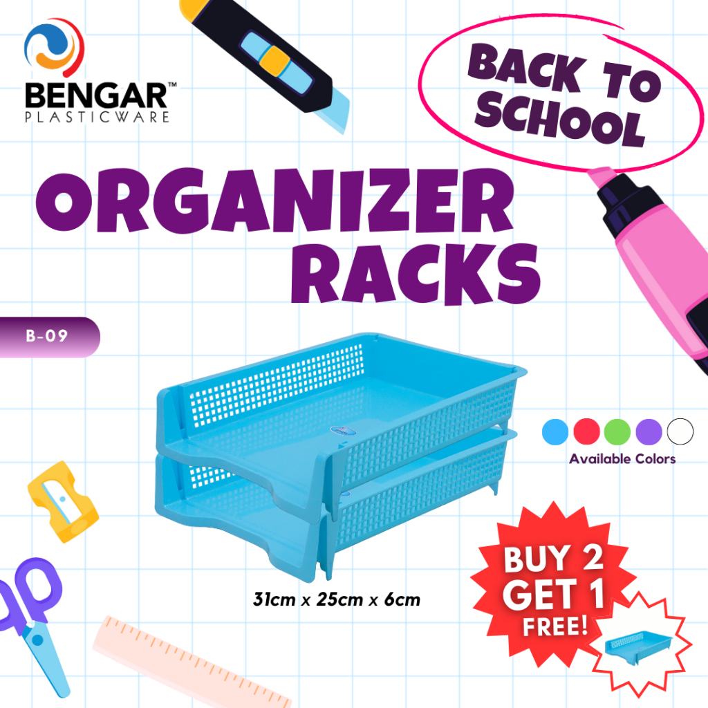 BENGAR PLASTICWARE File Rack Organizer BUY2 GET1 FREE Document Holder ...