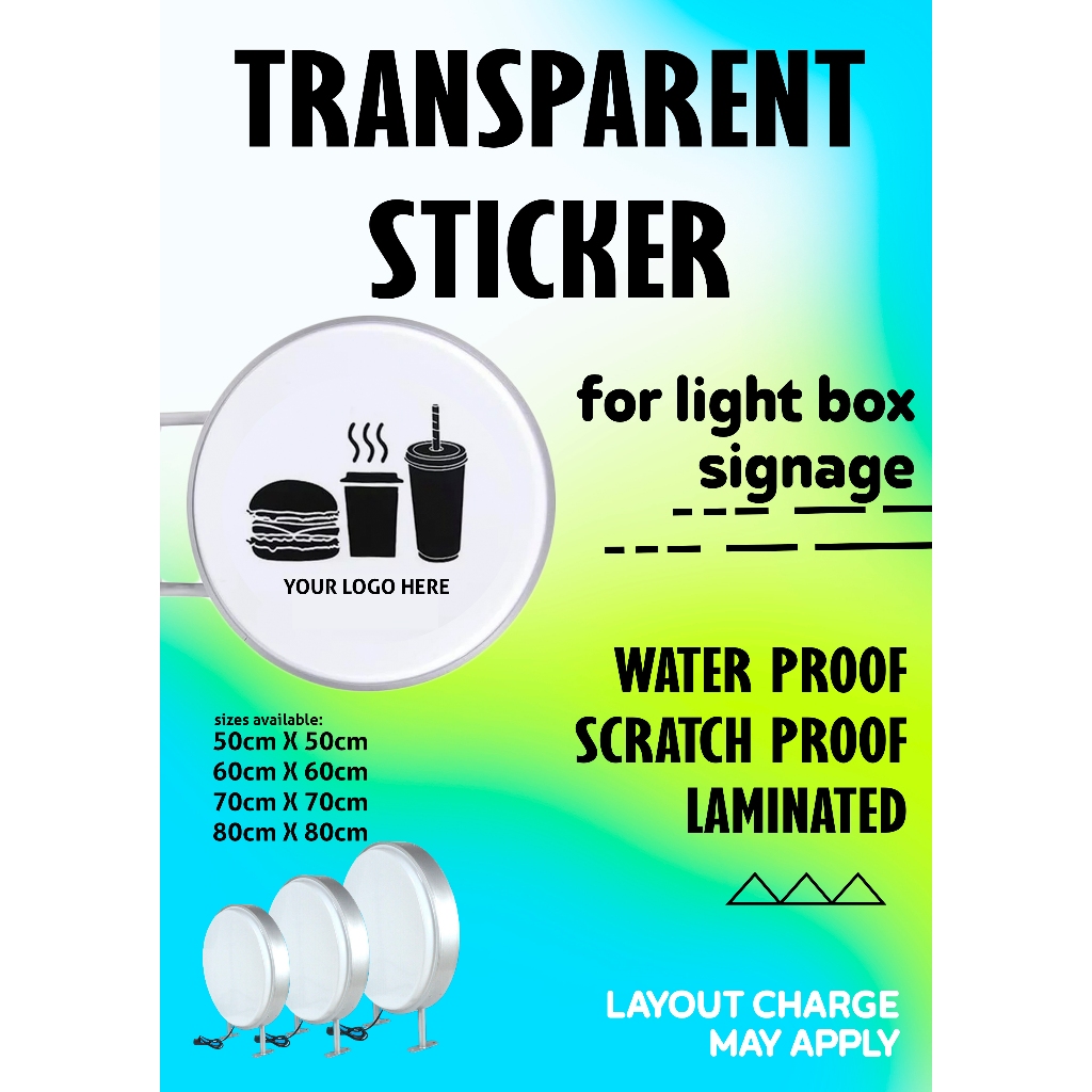 Transparent Sticker for Light Box Signage ( 2pcs with FREE LAMINATE ...