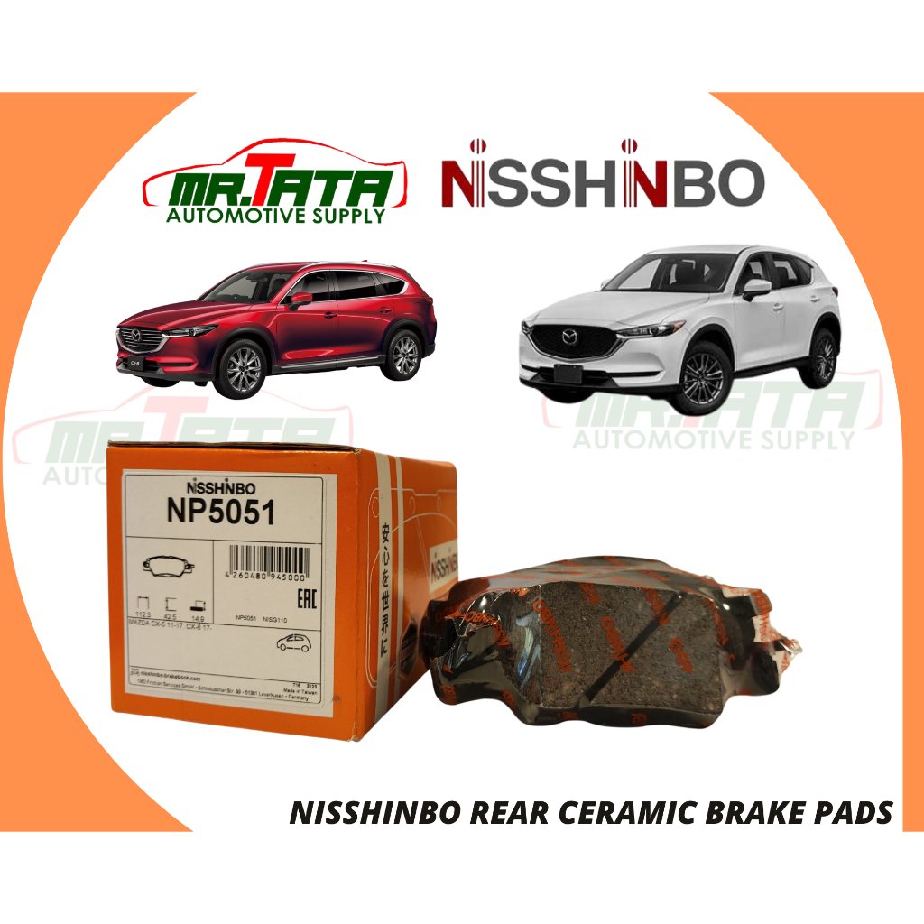 Nisshinbo Brake Pads REAR for Mazda CX-5 2017 to 2021 and Mazda CX-8 ...