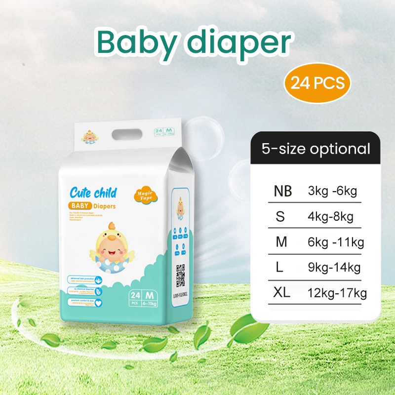 ( 24pcs / 48pcs ) Taped Diapers All size Newborn Diaper ( Sizes NB S M ...