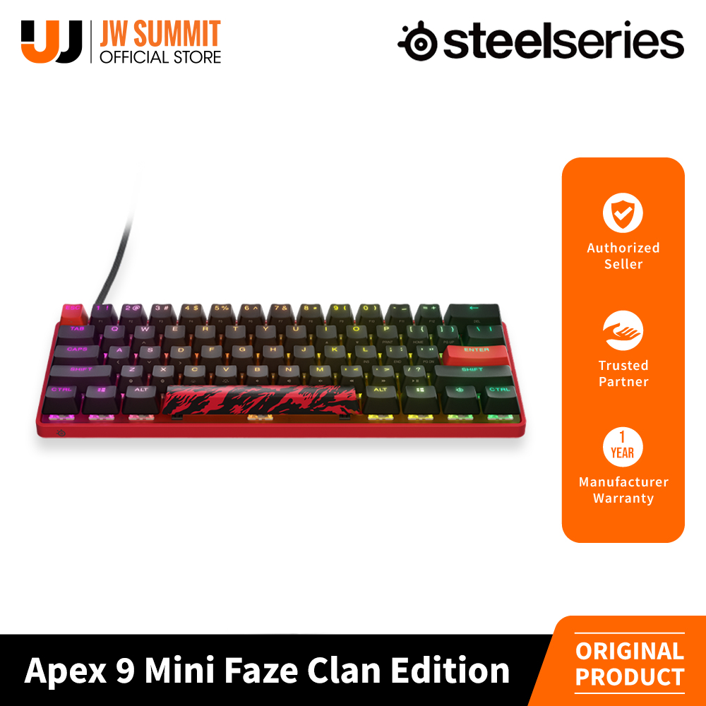 SteelSeries Apex 9 Mini Faze Clan Edition Linear OptiPoint Switch Wired Gaming Keyboard (64853 ...
