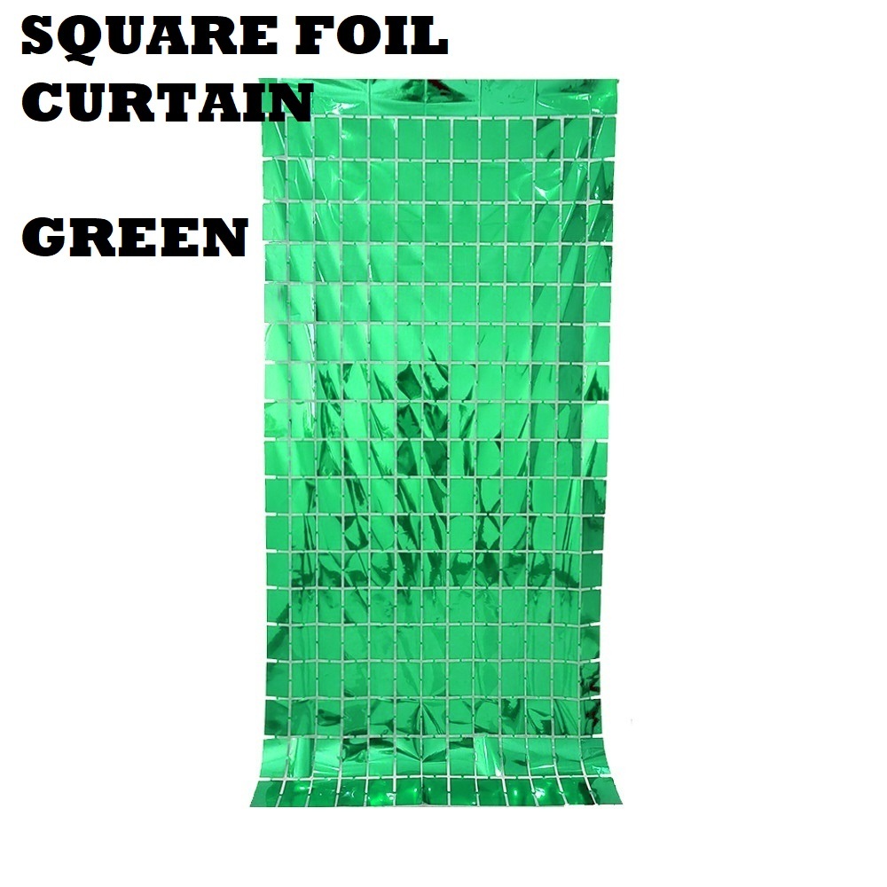 GREEN 1m x 2m (SQUARE) Foil Metallic Curtain Backdrop | Shopee Malaysia