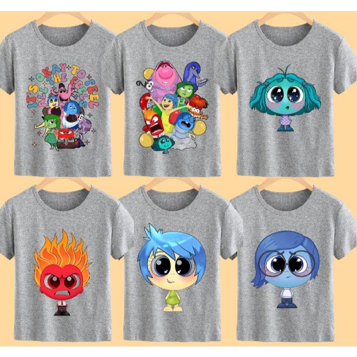 INSIDE OUT CHIBI Gray Tees for Kids and Adults [SADNESS ENVY FEAR ANGER ...