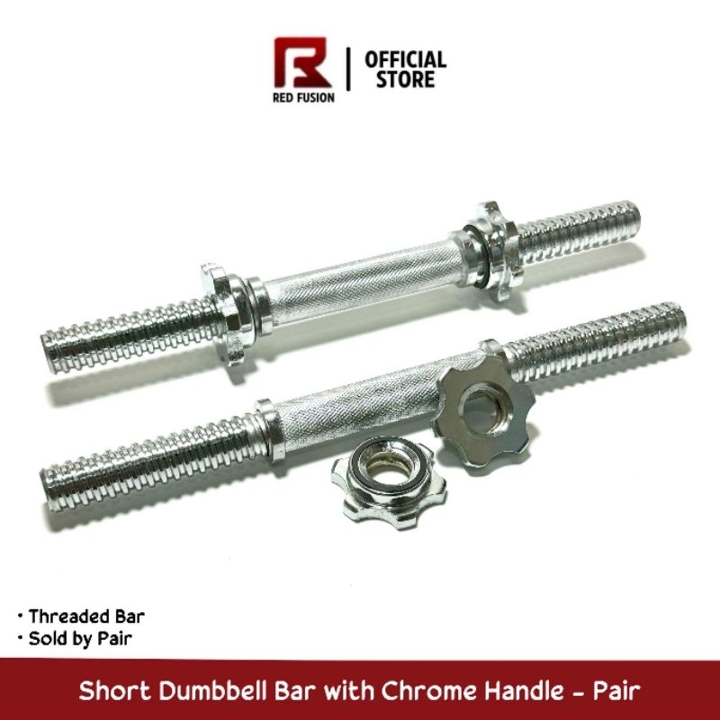 PAIR Chrome Dumbbell Short Bar Threaded Dumbbell Handles/Adjustable ...
