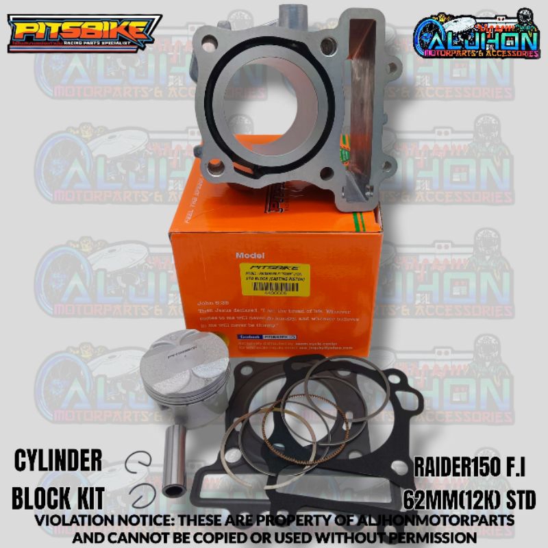 PITSBIKE RAIDER150 FI 62MM (12K) CYLINDER BLOCK KIT STD | Shopee Malaysia