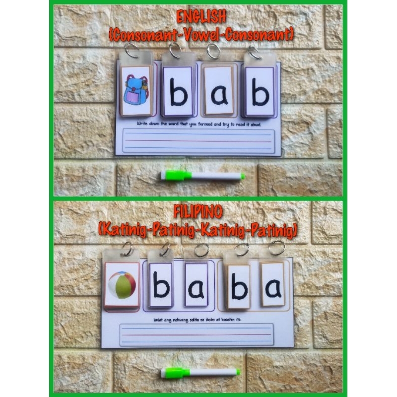 Laminated Flip Book for Reading Pagbasa CVC Abakada English Filipino ...