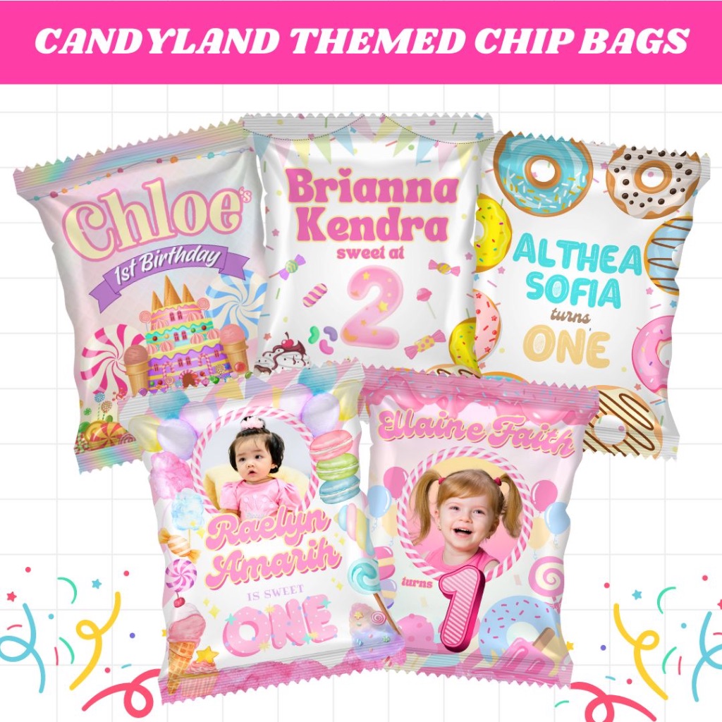 CANDYLAND Birthday Themed Party Chip Bags Sweet Donut Candy Goodie ...