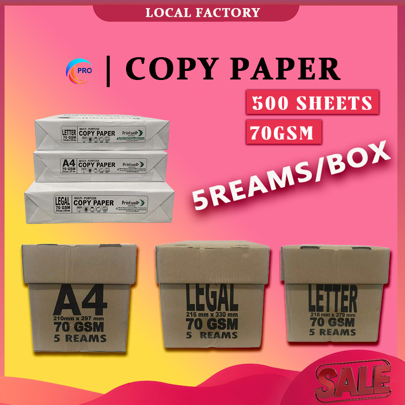 Printwell Copy Paper A4 Size 5Reams / box Bond Paper Per Ream 500 ...