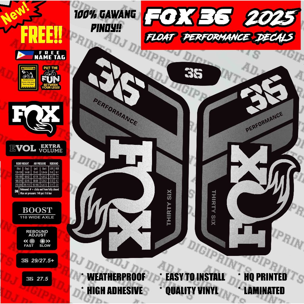 FOX 36 FLOAT PERFORMANCE 2025 for MTB Fork Decals Sticker. | Shopee ...