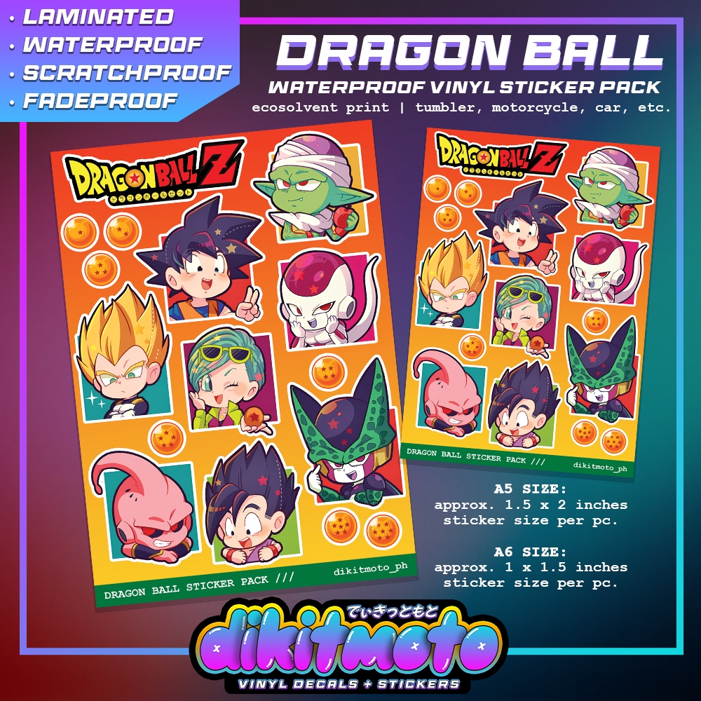 [dikitmoto] DRAGON BALL STICKER PACK 1 Goku Vegeta Piccolo Bulma ...