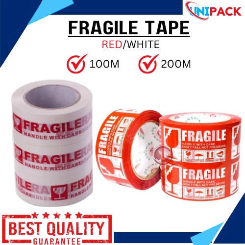 WHITE Fragile Tape/RED Fragile tape Packaging Tape 100M, 200M(with ...