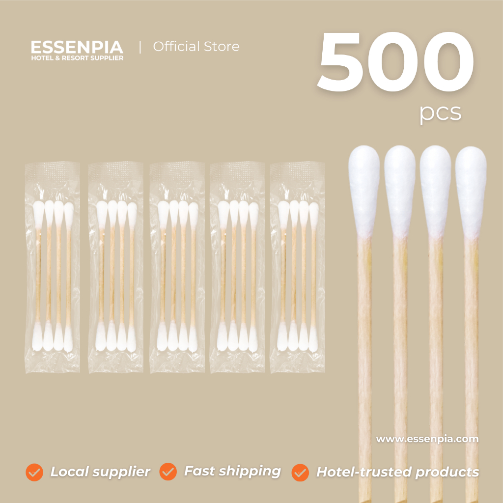 500 PACKS Hotel COTTON BUDS INDIVIDUALLY WRAPPED COTTON BUDS IN PLASTIC ...