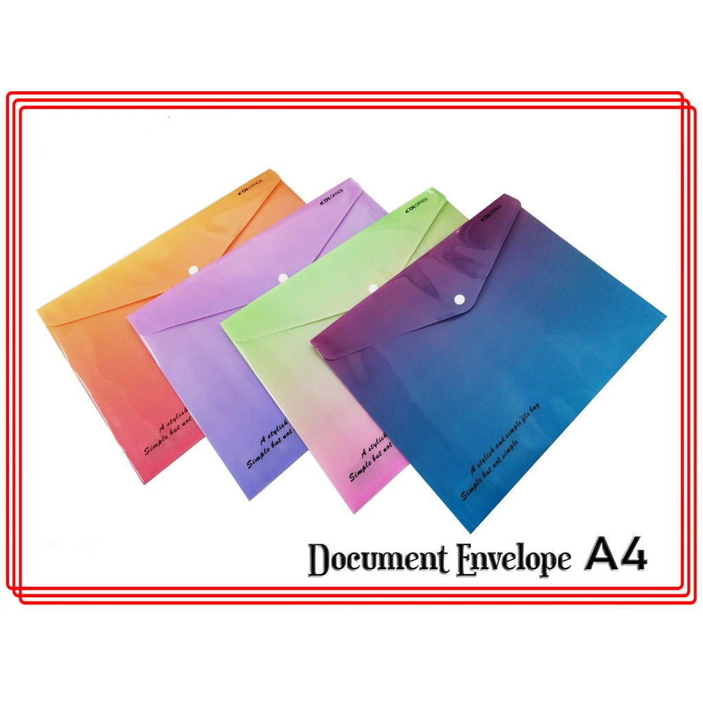 Plastic Document Envelope Snap Button A4 size Random Color | Shopee Malaysia