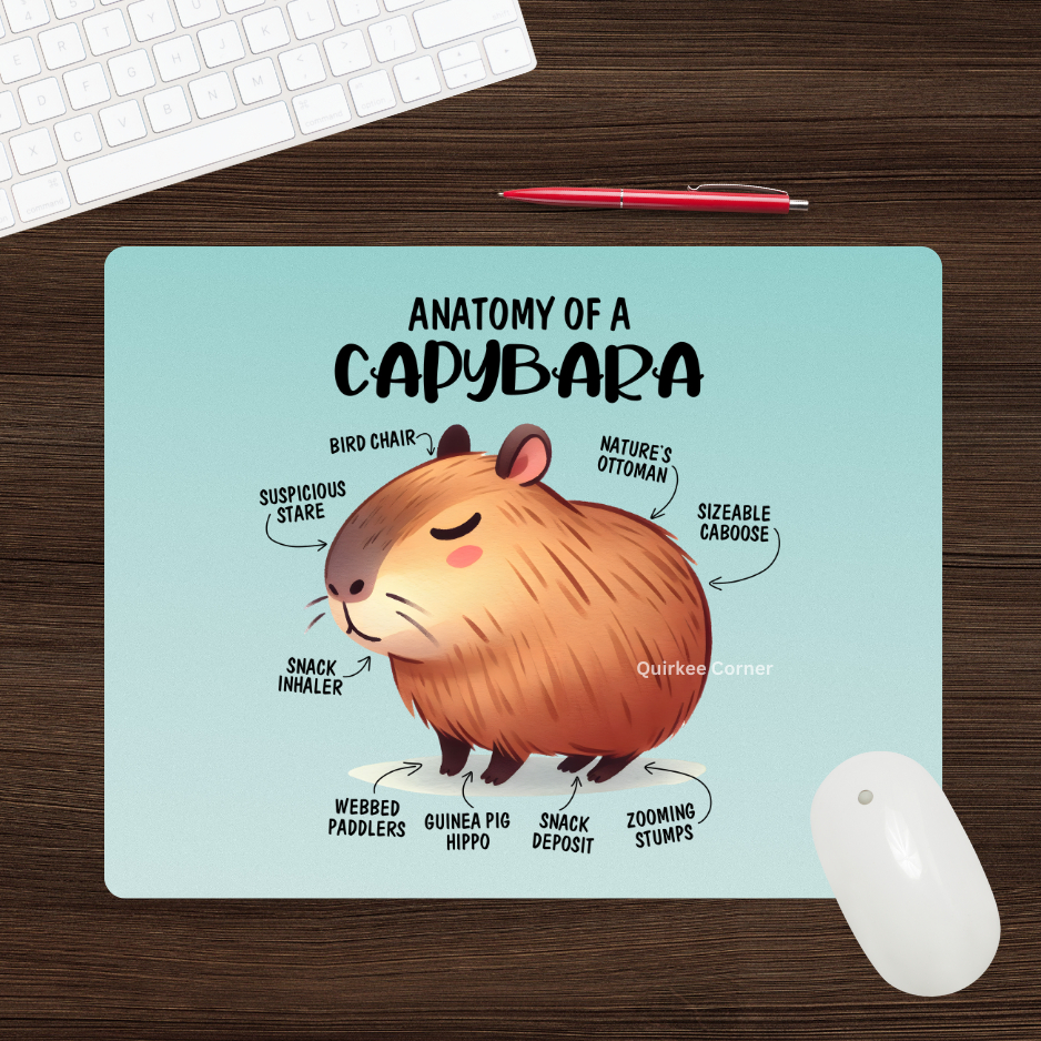 ANATOMY OF A CAPYBARA Mousepad 18x22cm Cute Gaming Laptop Computer ...