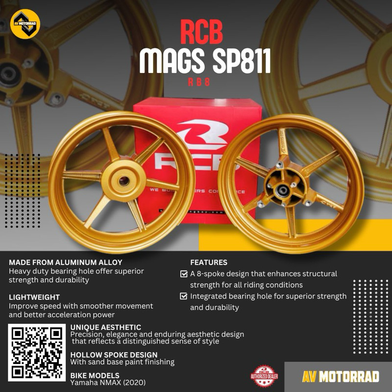 RCB SP811 RB6 Mags Gold for Yamaha Nmax V2 | Shopee Malaysia