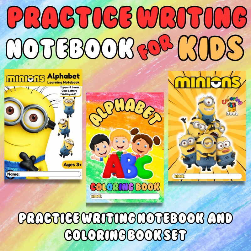 MINIONS DESPICABLE ME ALPHABET PRACTICE WRITING COLORING BOOK 3 PIECES ...