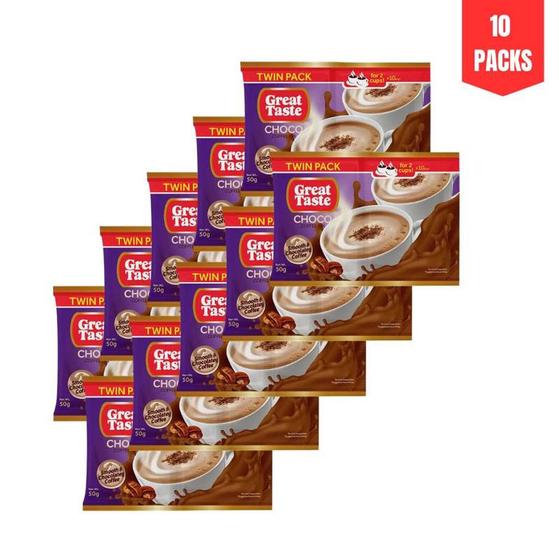 Great Taste Choco 3in1 Twin Pack 50grams 10Packs CheckAwt via shopee ...