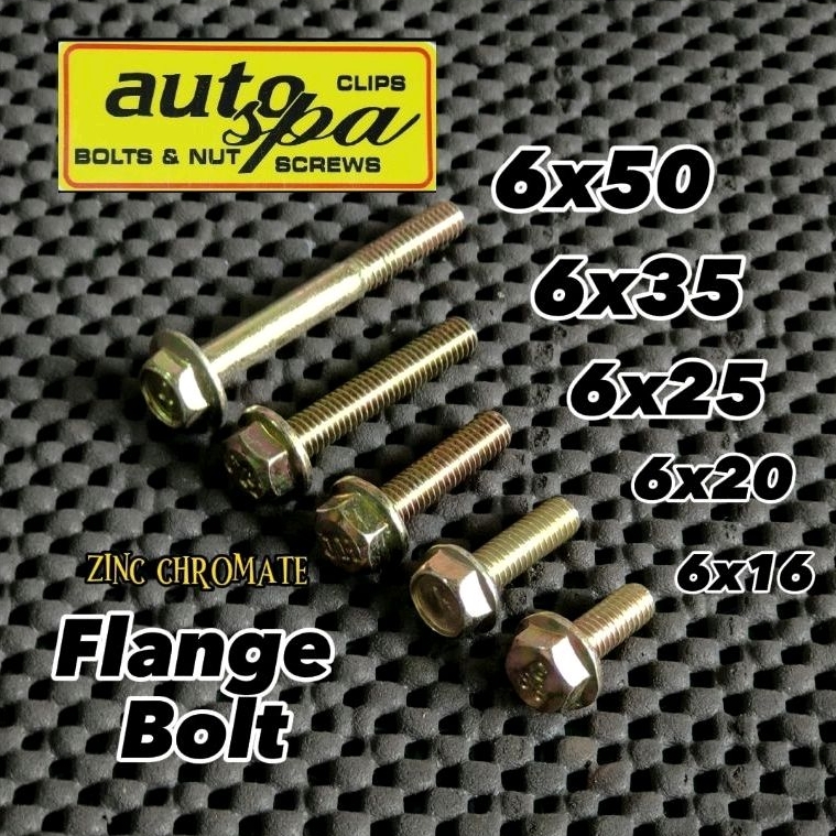 M6 flange bolt 6x16 6x20 6x25 6x35 6x50 zinc chromate . | Shopee Malaysia