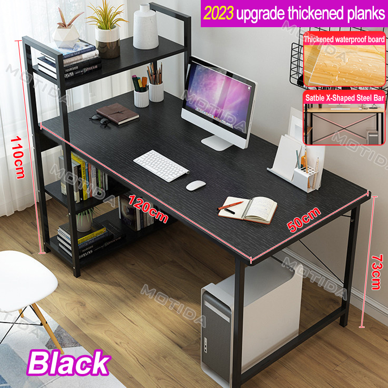 Computer Table Study Office Desk Table Study Desk 4 Tier Bookshelves Work Office table With ...