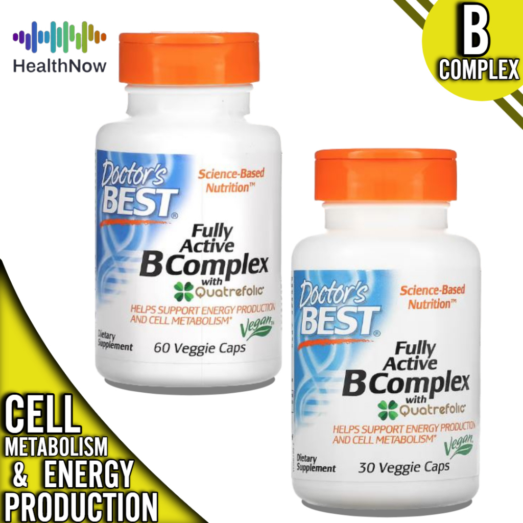 Doctors Best Fully Active B Complex with Quatrefolic 30 Veggie Caps or ...