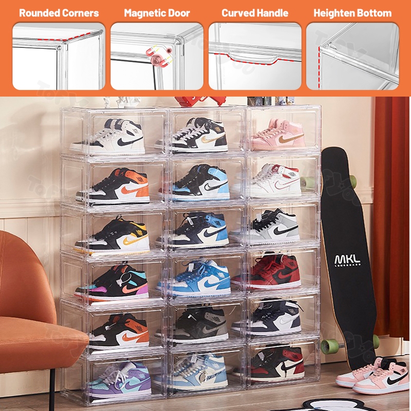 Acrylic Shoe Box Stackable Magnetic Shoe Box Toy collection cabinet ...