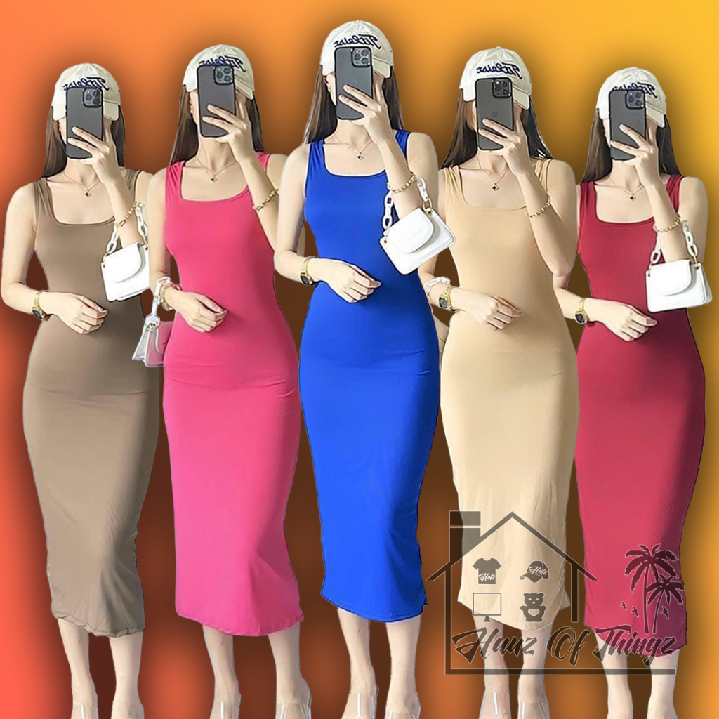 HOTZ Zanaya Sleeveless Long Maxi Square Neck Dress XS - MEDIUM | Shopee ...