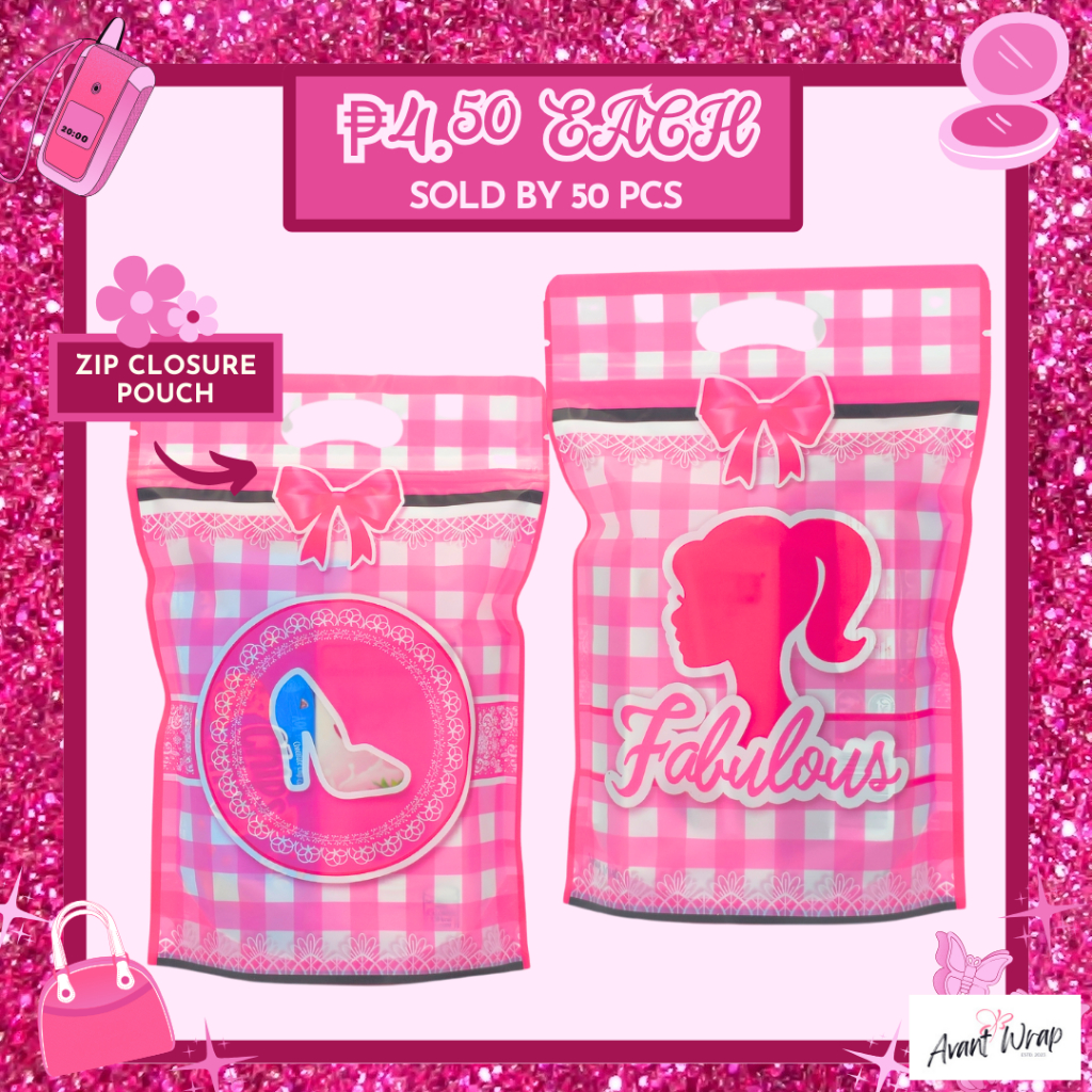 (50 PCS) PP1020 Pink Fashion Girl Loot Bag Chips Bag Chipsbag Zip Candy ...