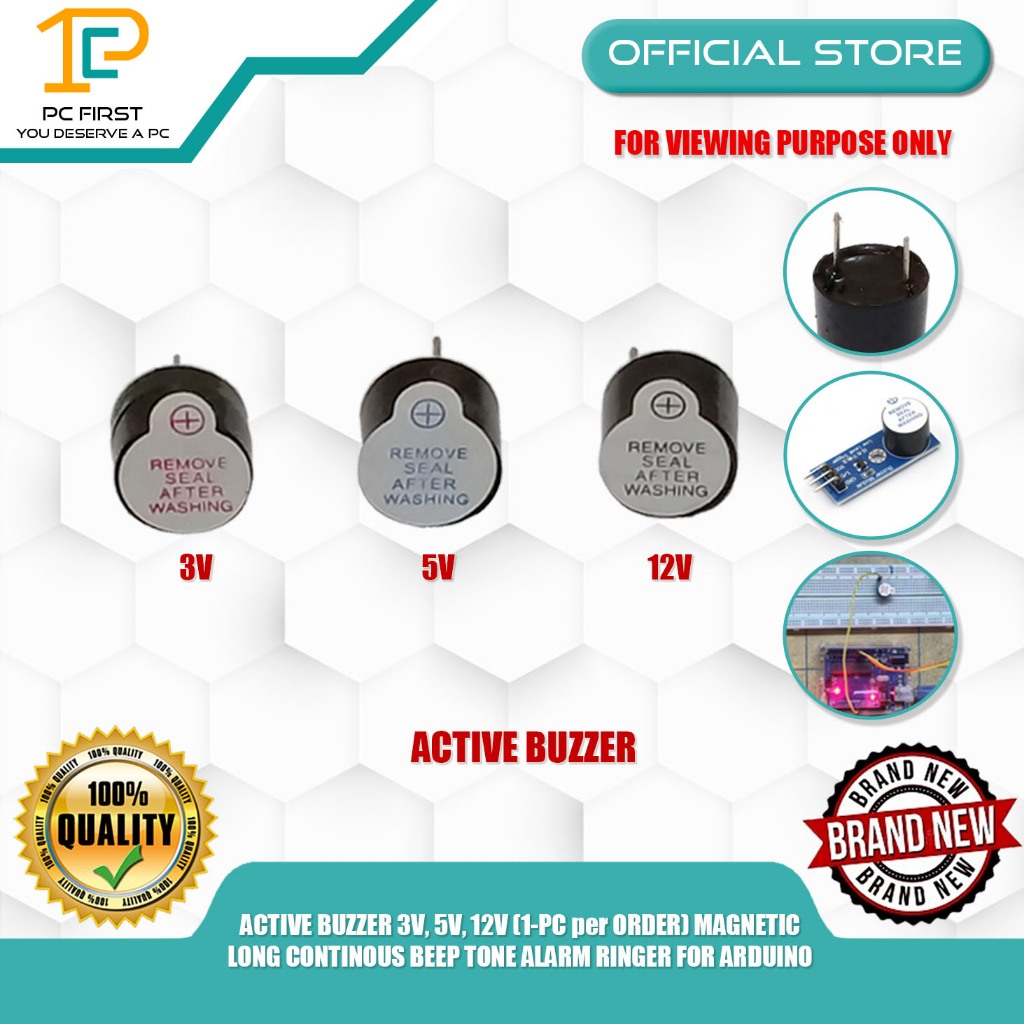 PC FIRST ACTIVE BUZZER 3V, 5V, 12V (1-PC per ORDER)MAGNETIC LONG ...
