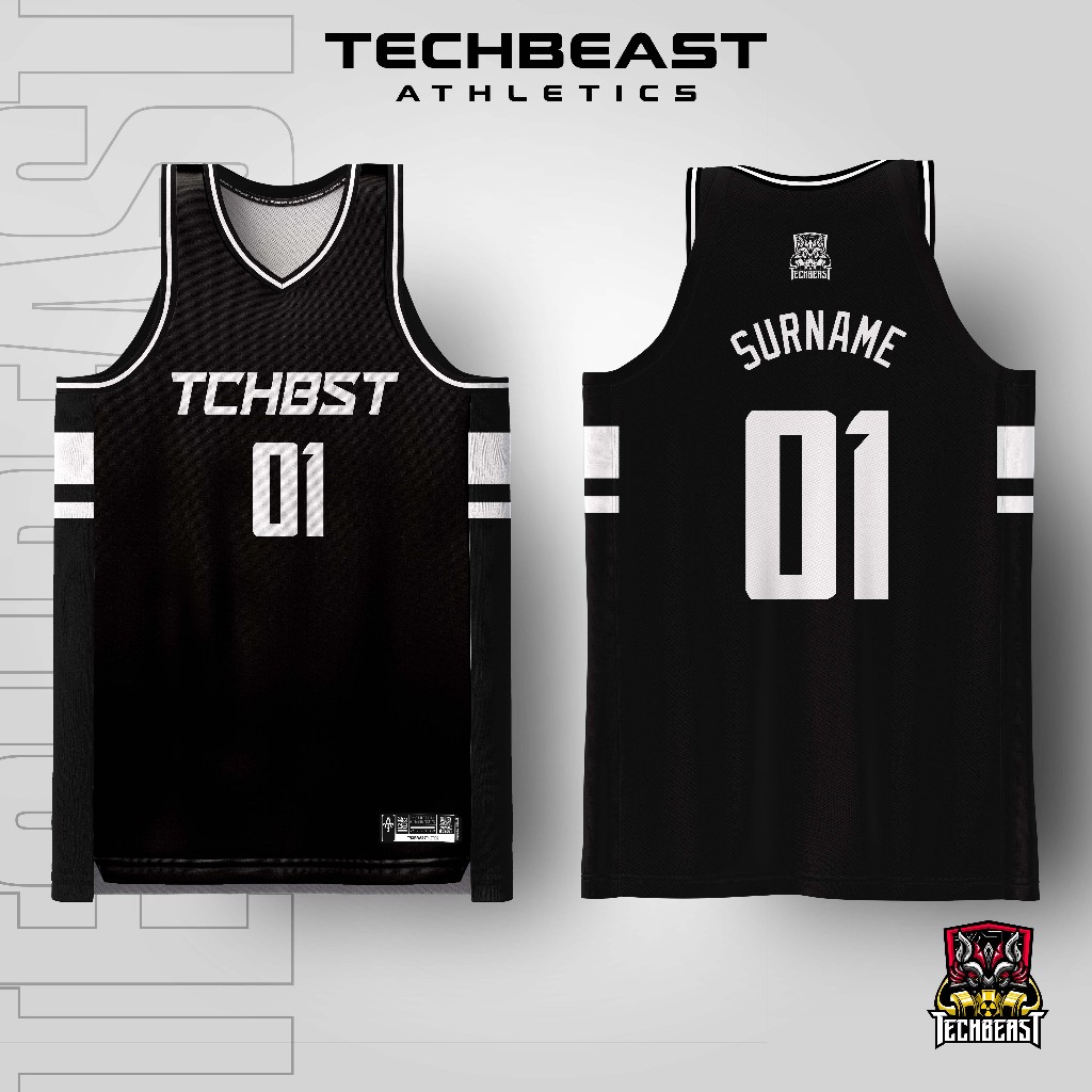 Elite Black Full Sublimation Basketball Jersey Techbeast ( CUSTOM NAME + NUMBER ) | Shopee Malaysia