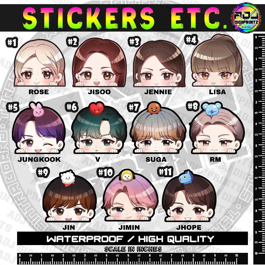 BTS BLACK PINK KPOP PEEKER LAMINATED QUALITY STICKERS UV PRINTED AND ...
