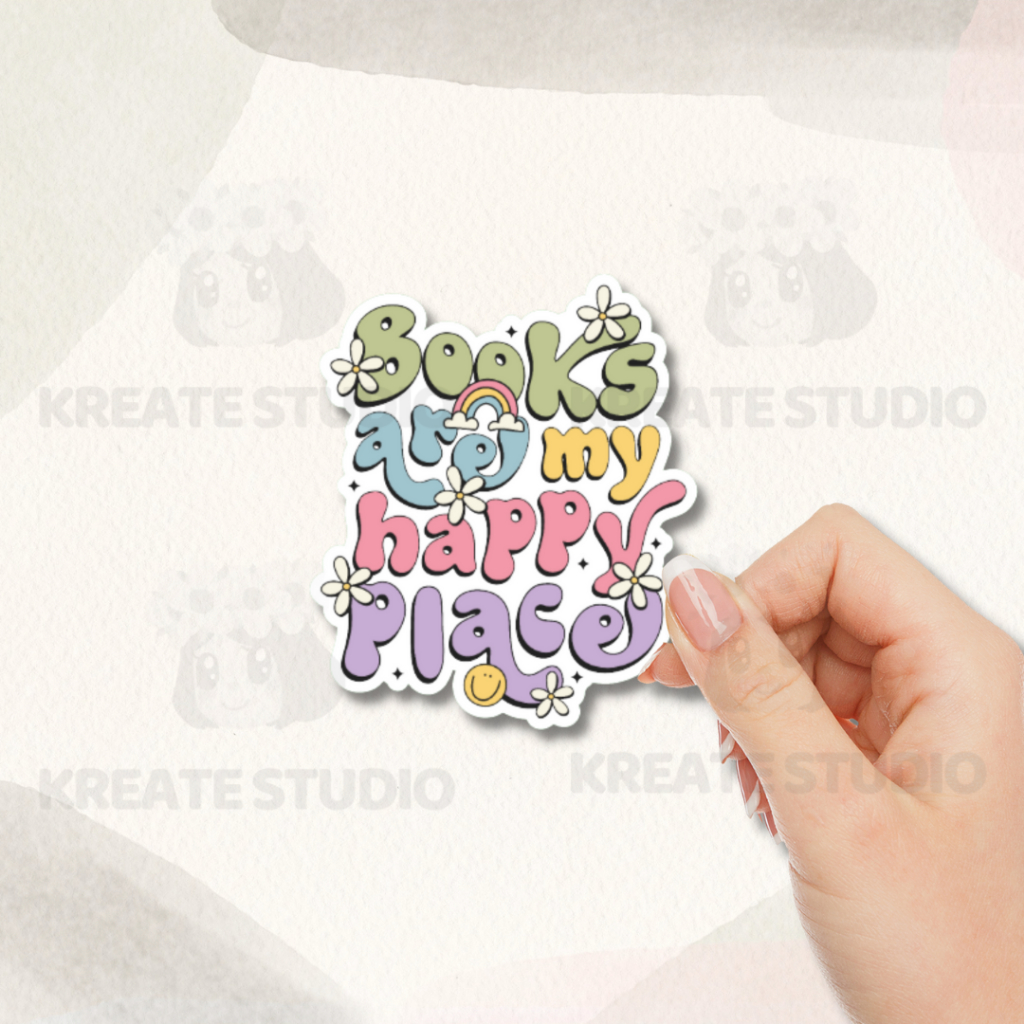 BOOKS ARE MY HAPPY PLACE | Laminated Waterproof Sticker for Tumblers ...