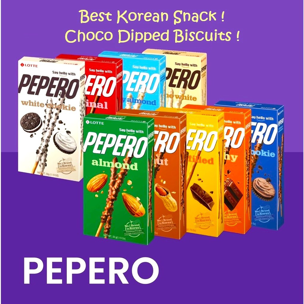 Lotte Pepero Chocolate Stick Almond White Cookie Choco Filled Flavor ...