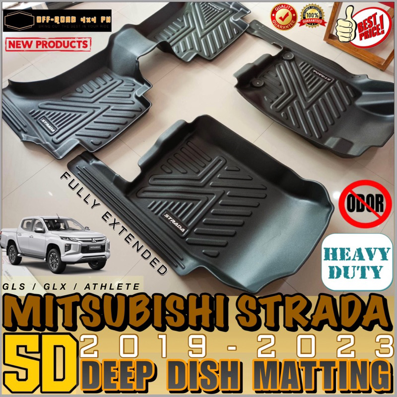 MITSUBISHI STRADA 2019-2023 5D DEEP DISH MATTING fully extended side ...