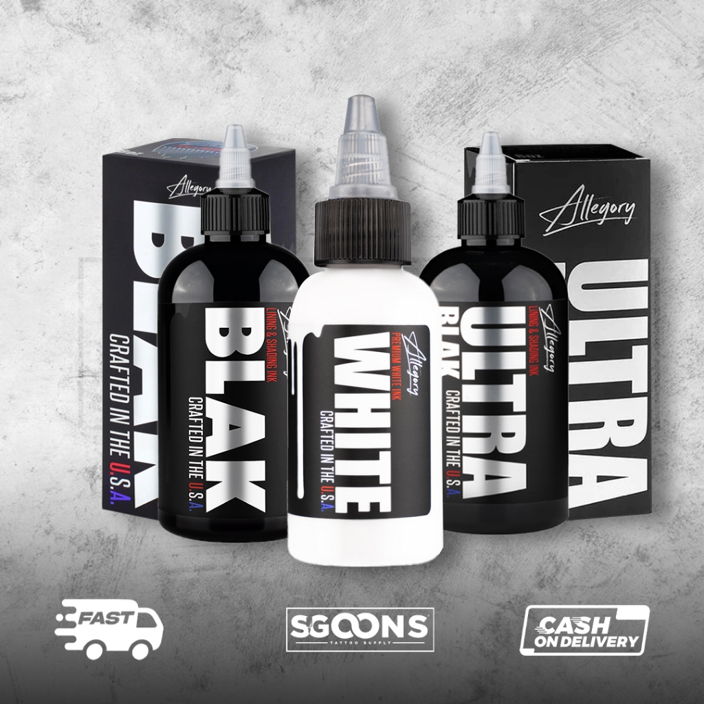 Allegory Premium Tattoo Ink Ultra Blak Blak White 8oz 4oz 1oz 1/2oz ...