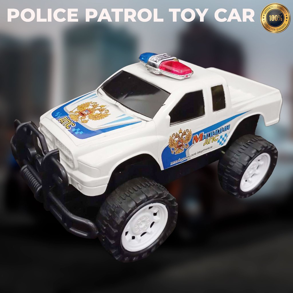 TOY CAR Big size police car Vehicle toy kids manual car classic white ...