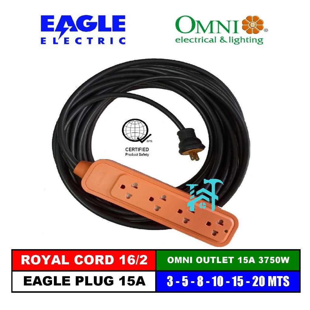 EXTENSION WIRE EXTENSION CORD INDUSTRIAL HEAVY DUTY w/ ROYAL CORD 16/2 ...