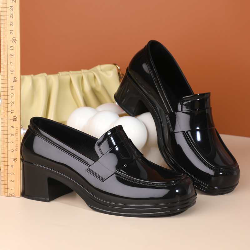 SHUTA Premium Black Shoes Korean Women Short High Heels Shoes Work ...